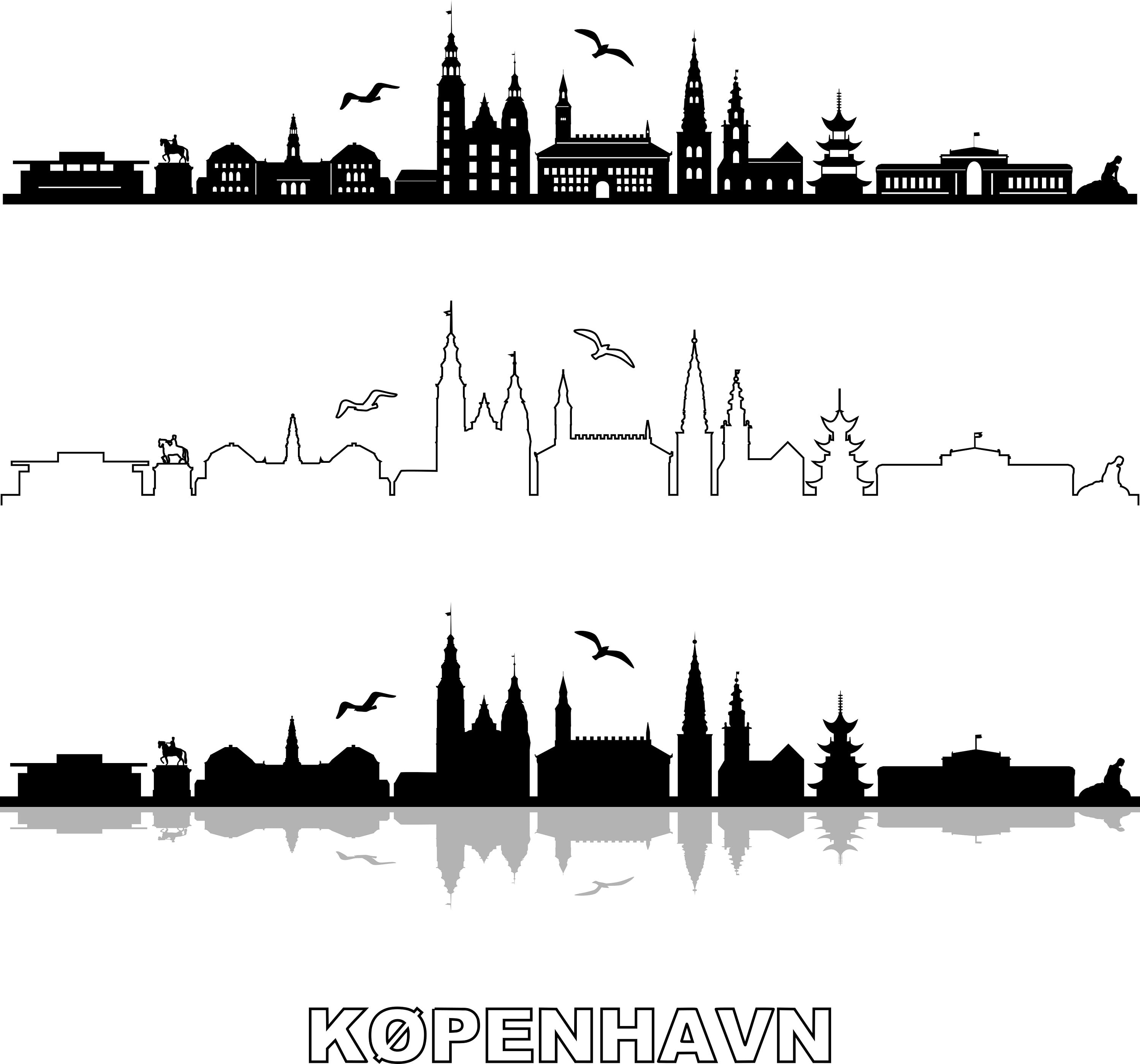 COPENHAGEN Denmark City SKYLINE Outline Silhouette Vector Svg Eps Jpg ...