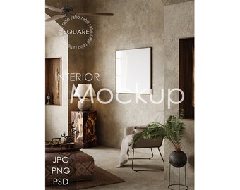 1x1 Square Wooden Frame Mockup Living Room Interior Home Interior ...