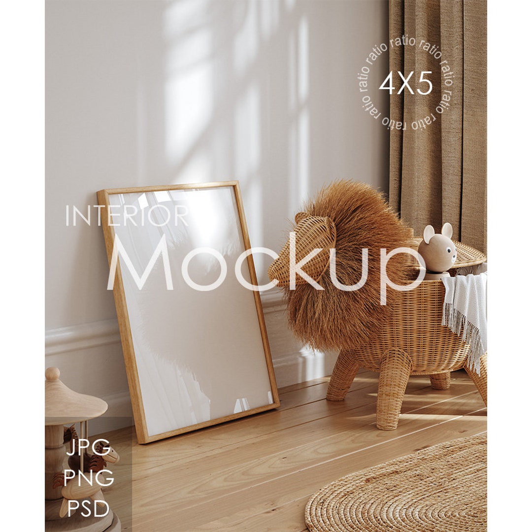 4x5 Ratio Wooden Frame Mockup, Poster Mockup, Frame Mockup in Home ...