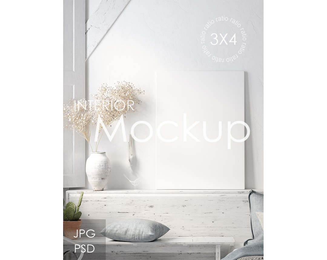 Canvas Mockup, 3x4 Ratio Frame Mockup, Poster Mockup, Canvas Mockup in ...