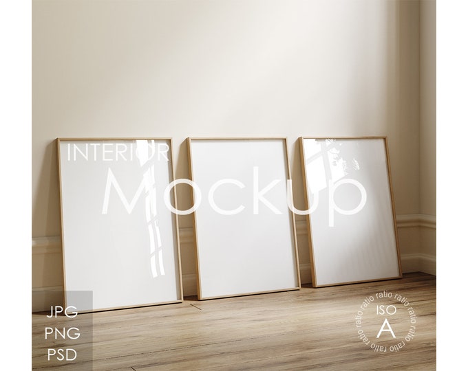 3 Frame Gallery Wall Mockup, Printable Art Mockup, Three Poster Set ...