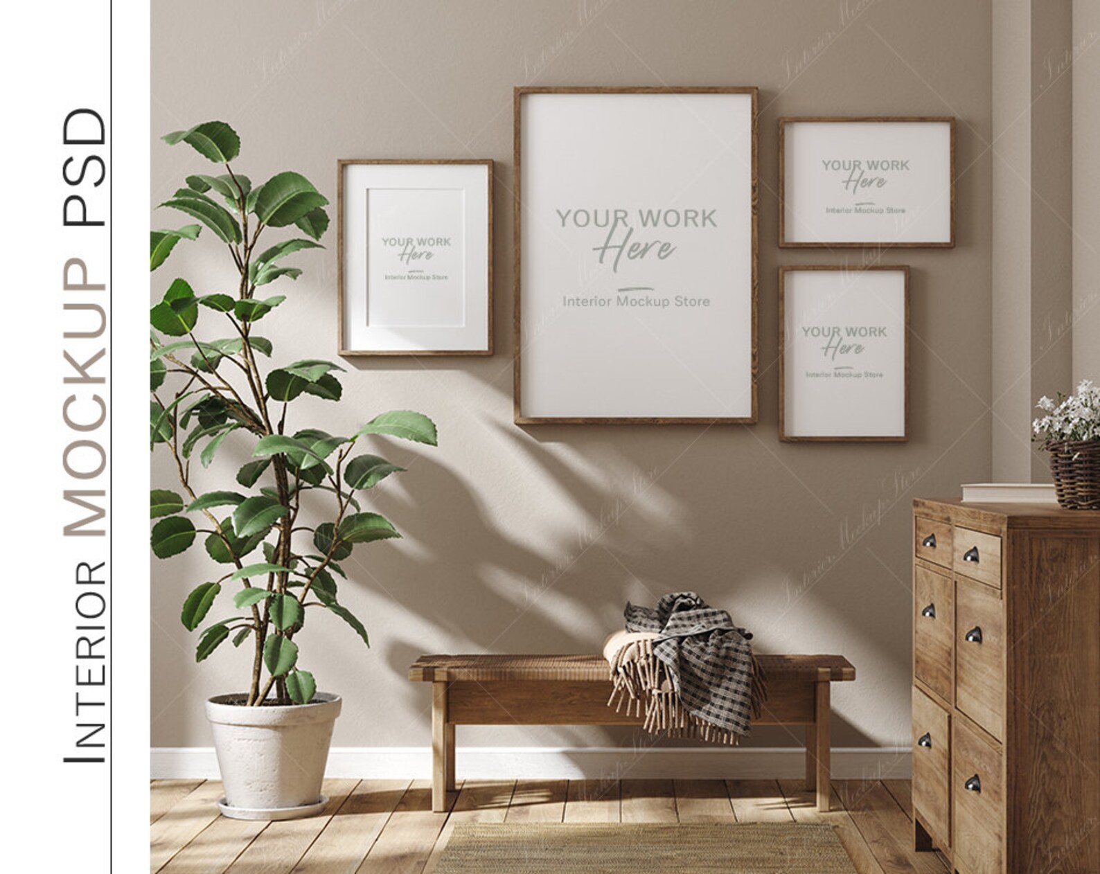 Mock up Frame in Farmhouse Style Interior Background, Minimalist Mockup ...