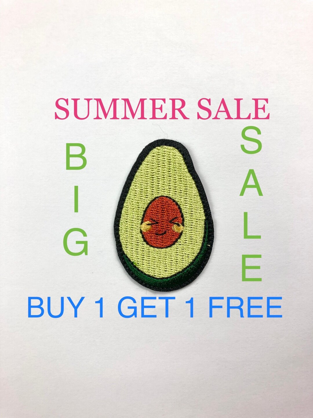 Avocado Iron on Patches (BUY 1 GET 1 FREE! Summer Sale!) Cute Smiley ...