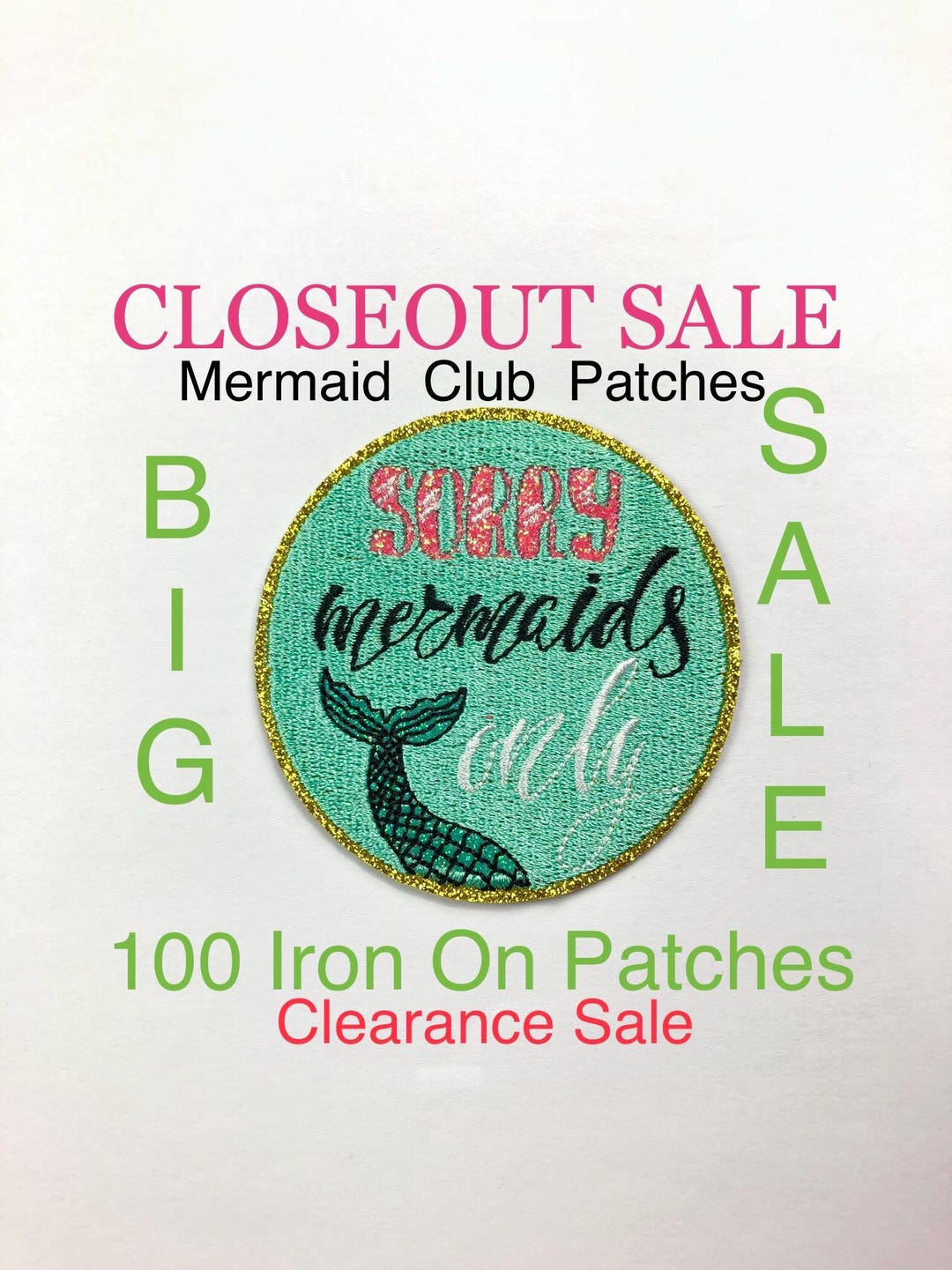 Mermaid Tails Iron on Patches 100 Pcs. CLOSEOUT SALE Mermaid Club Patch ...