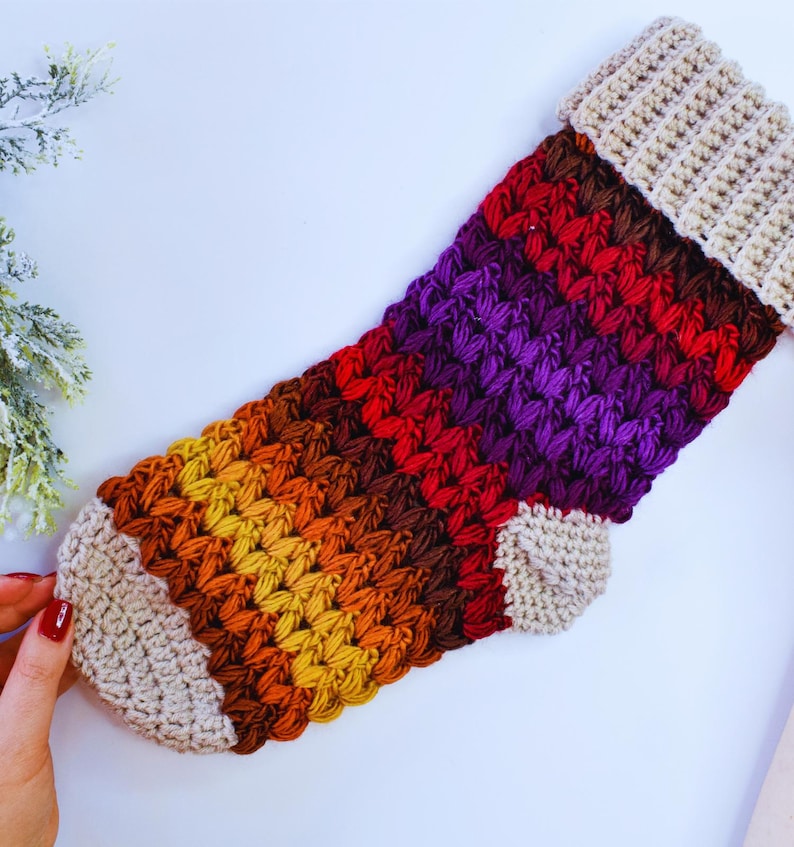 CROCHET PATTERN+ VIDEO/ Northern Lights Puff Christmas Stocking ...