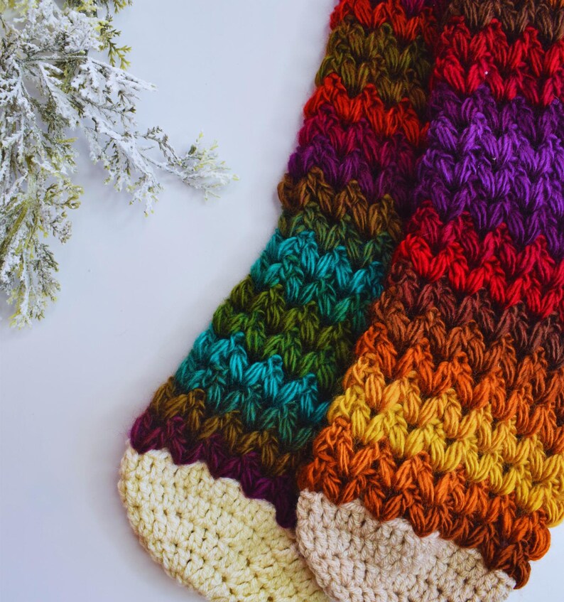 CROCHET PATTERN+ VIDEO/ Northern Lights Puff Christmas Stocking ...