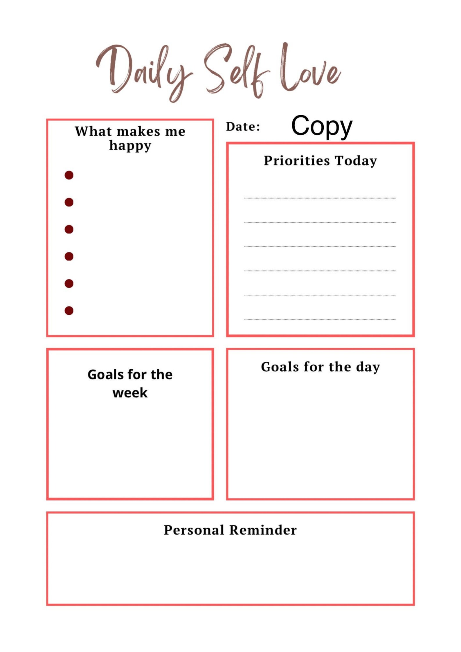 Digital Self Love Journal Page - Etsy