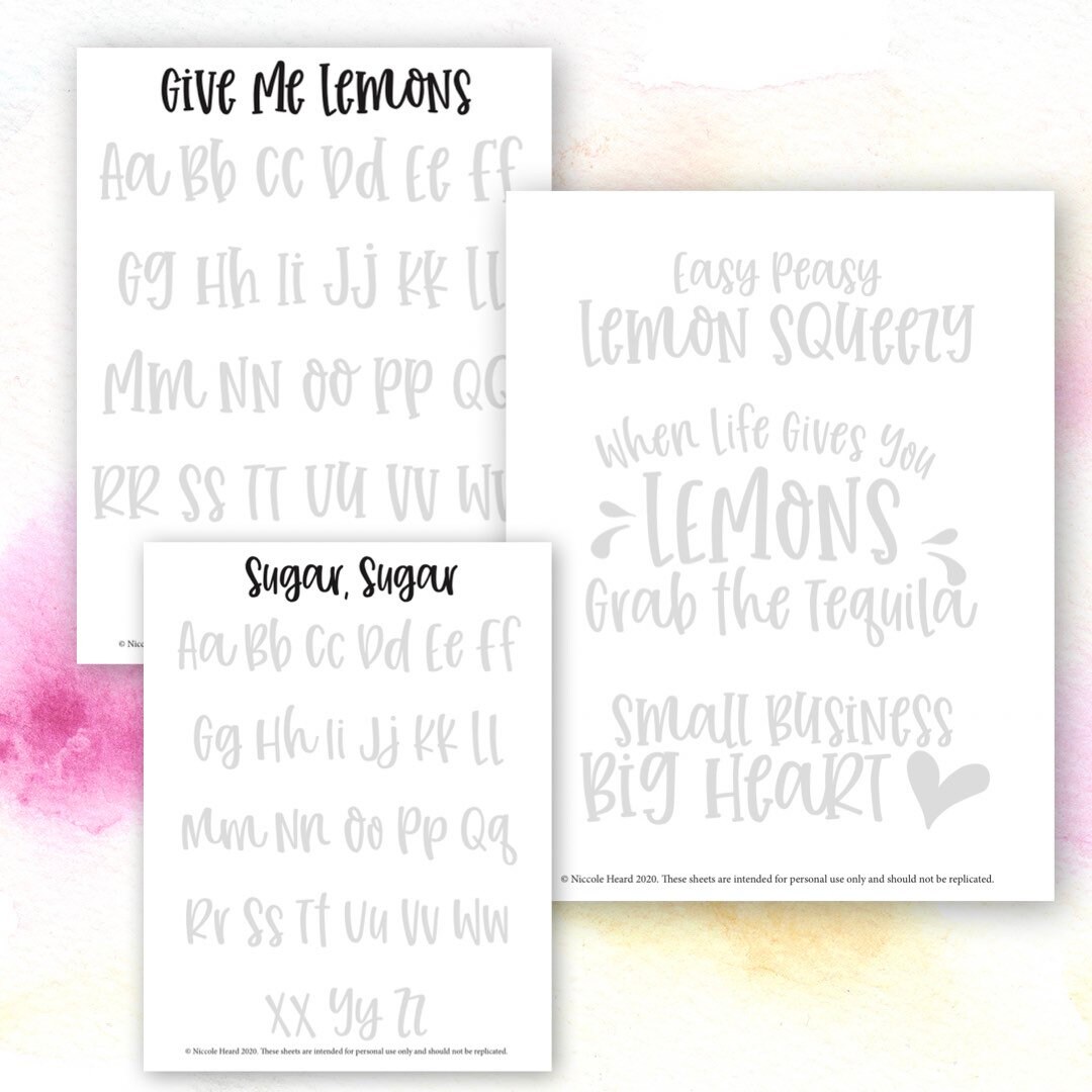 Hand Lettering Workbook, Lemonade Stand Theme, Hand Lettering Practice ...