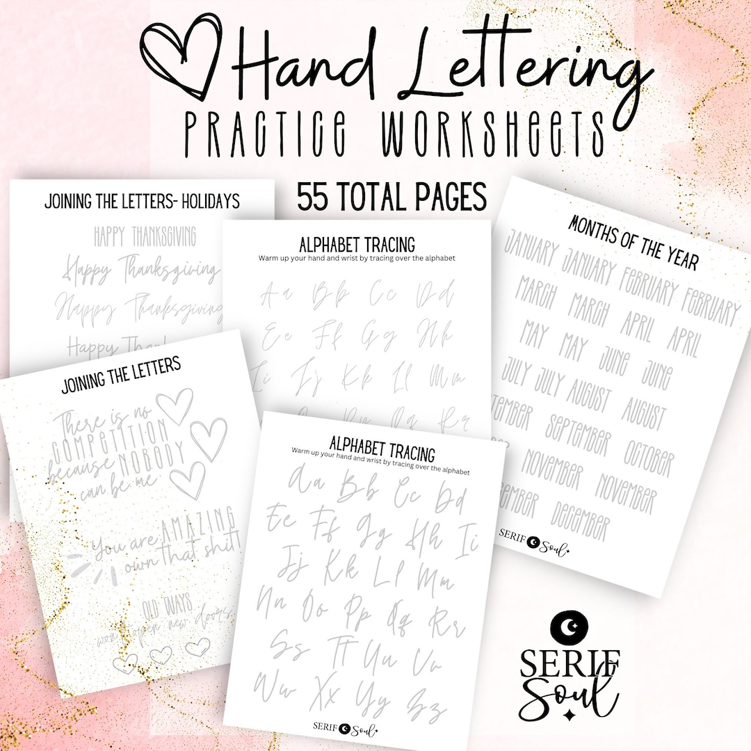 Hand Lettering Workbook Lettering Combos PDF PNG Calligraphy Practice ...