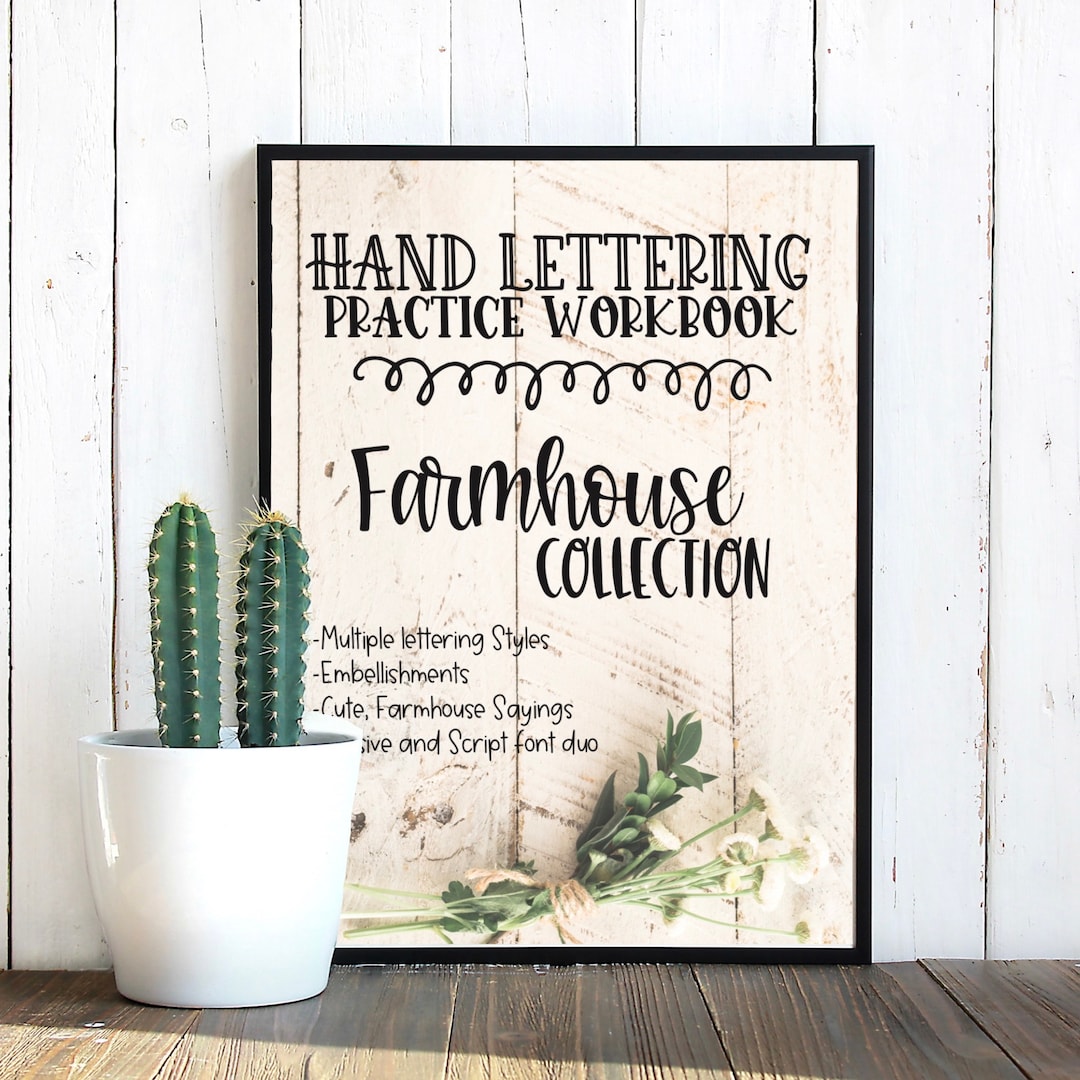 Hand Lettering Workbook- Farmhouse Edition, PDF Lettering Workbook ...