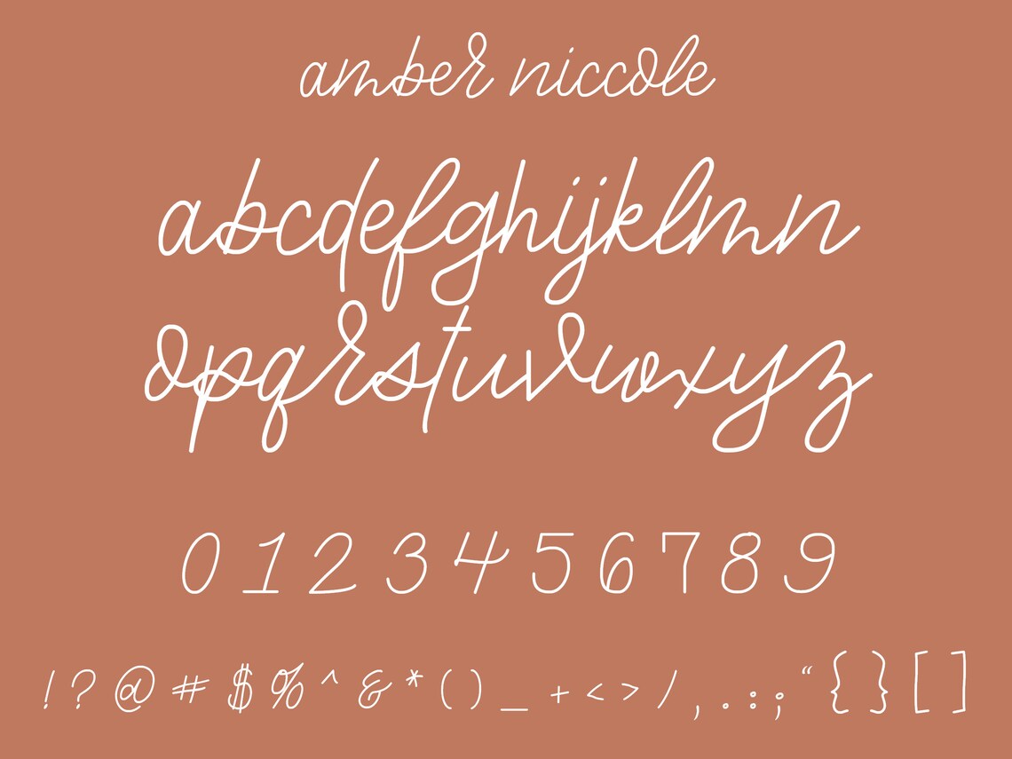 Amber Niccole Hand Lettered Font, Cursive Font, Calligraphy Font, OTF ...