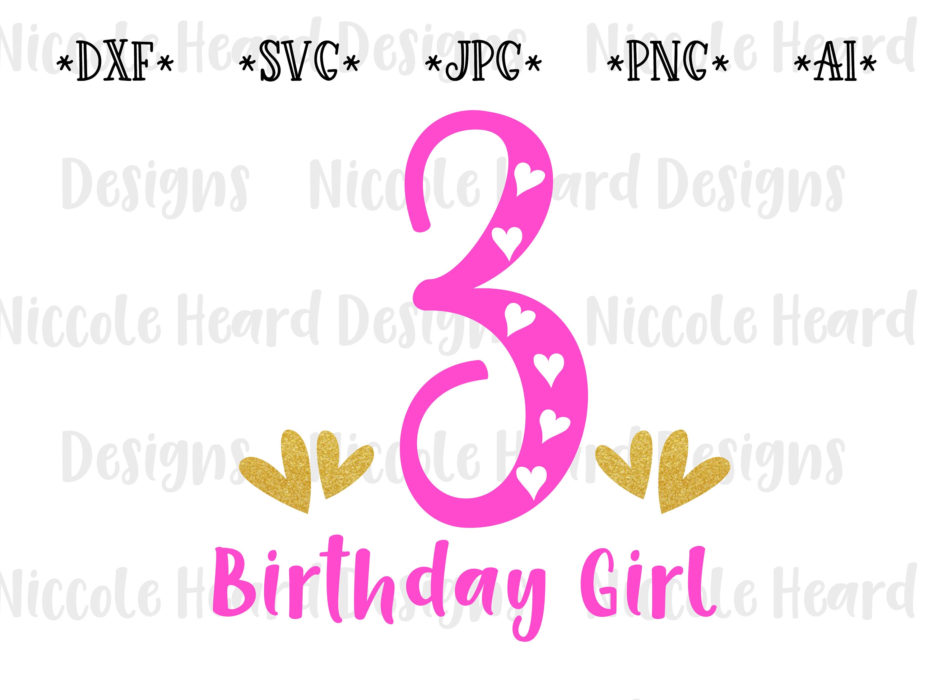 Third Birthday Digital Vector Files in Ai, Svg, Dxf, Jpg, and Png ...