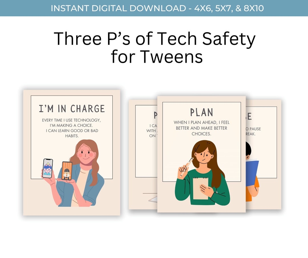 Tween Phone Safety Flyers: 3 P's of Tech Safety (digital Download) - Etsy