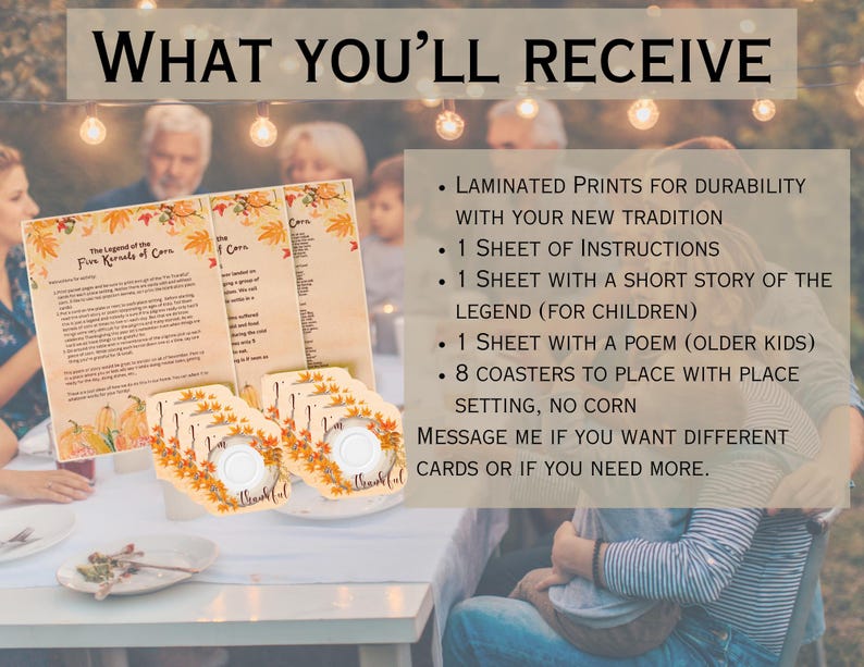 Thanksgiving Table Activity 5 Corn Kernels Legend Thankful Activity for ...