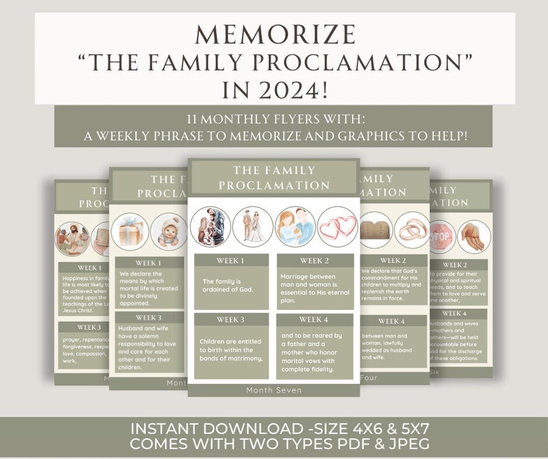 Memorize the Family Proclamation in 2024 Monthly Flyers W/ Short ...