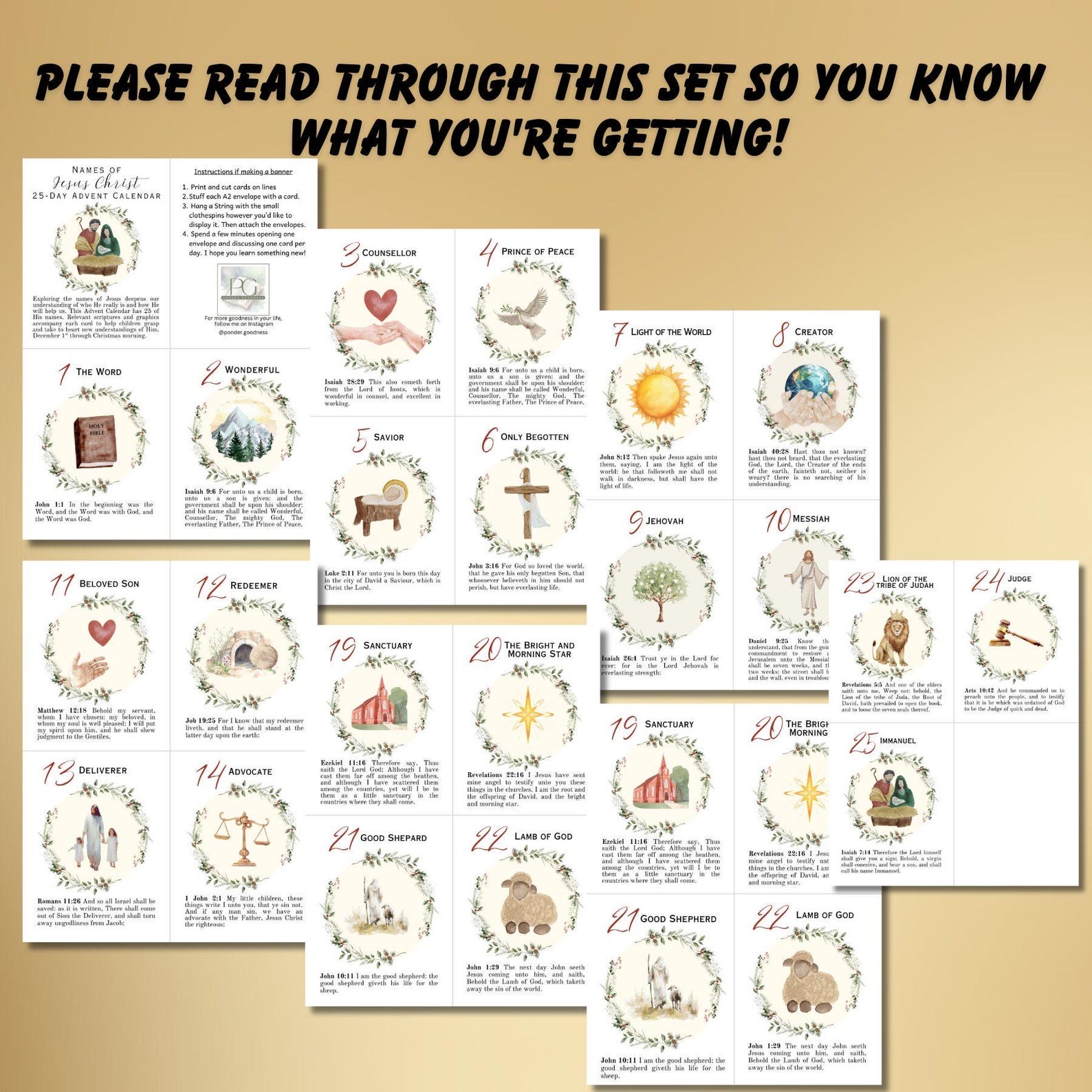 Names of Jesus Advent Calendar: Christian Scripture Art KJV NIV ( 2 ...