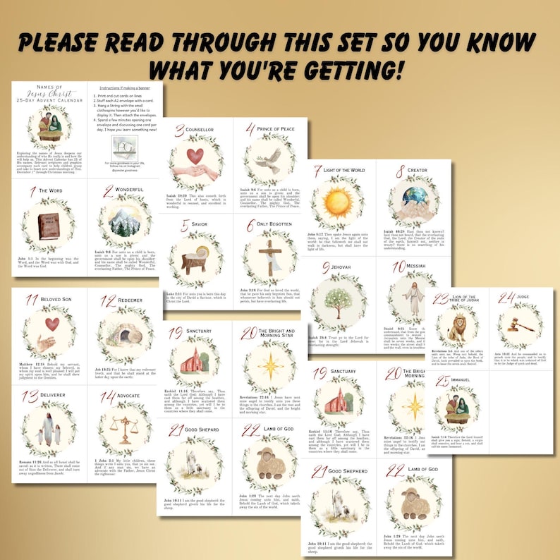 Names of Jesus Advent Calendar: Christian Scripture Art KJV NIV ( 2 ...