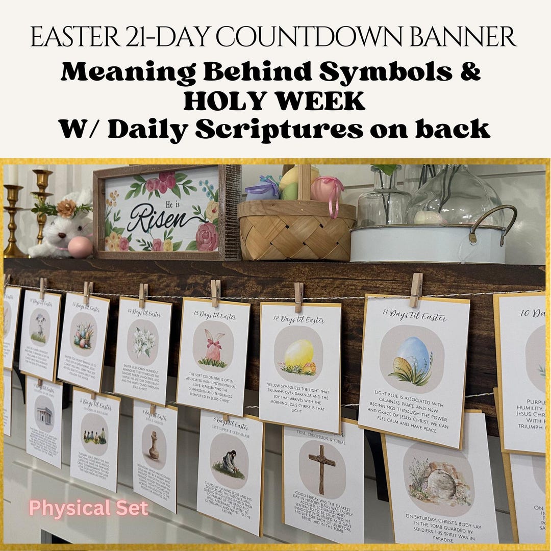 Easter Advent Banner: 21-day Countdown With Holy Week Symbols ...
