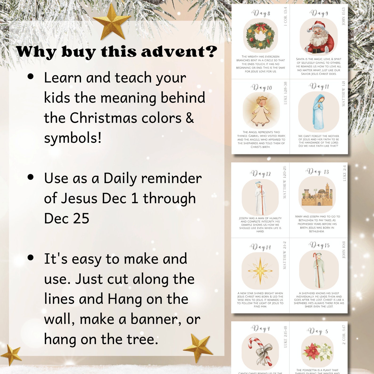 Christmas Symbols of Jesus Advent Calendar With Daily Scriptures (PDF ...