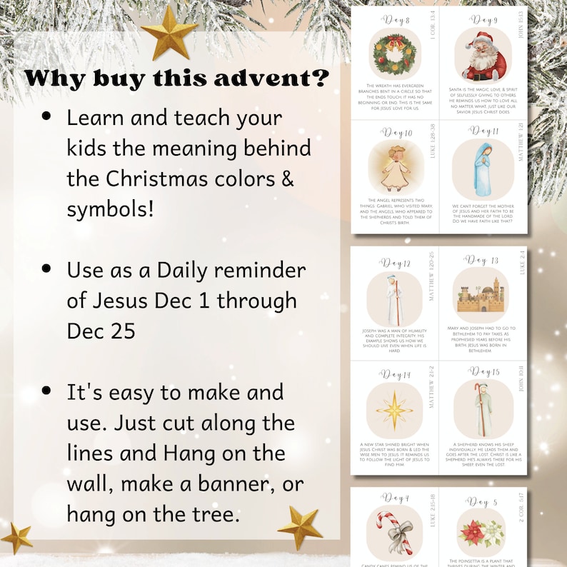 Christmas Symbols of Jesus Advent Calendar With Daily Scriptures (PDF ...