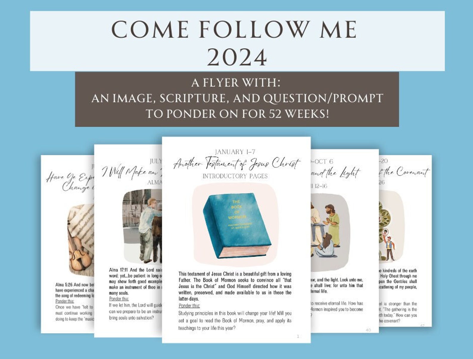 12x18 Inch 2024 Come Follow Me Weekly Scripture Cards With ...
