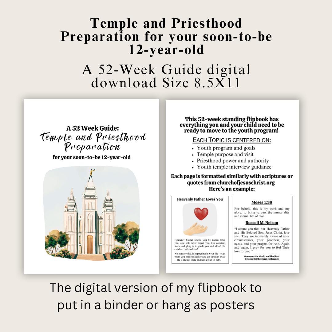 Temple Priesthood Prep Book: 52 Topics, Ages 10-11 (digital Download ...