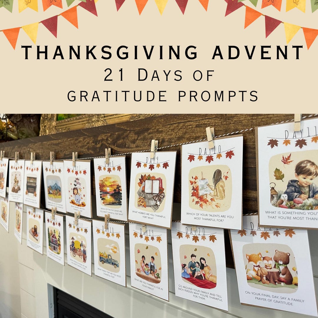 Thanksgiving Gratitude Advent Banner: 21 Days of Family Prompts - Etsy
