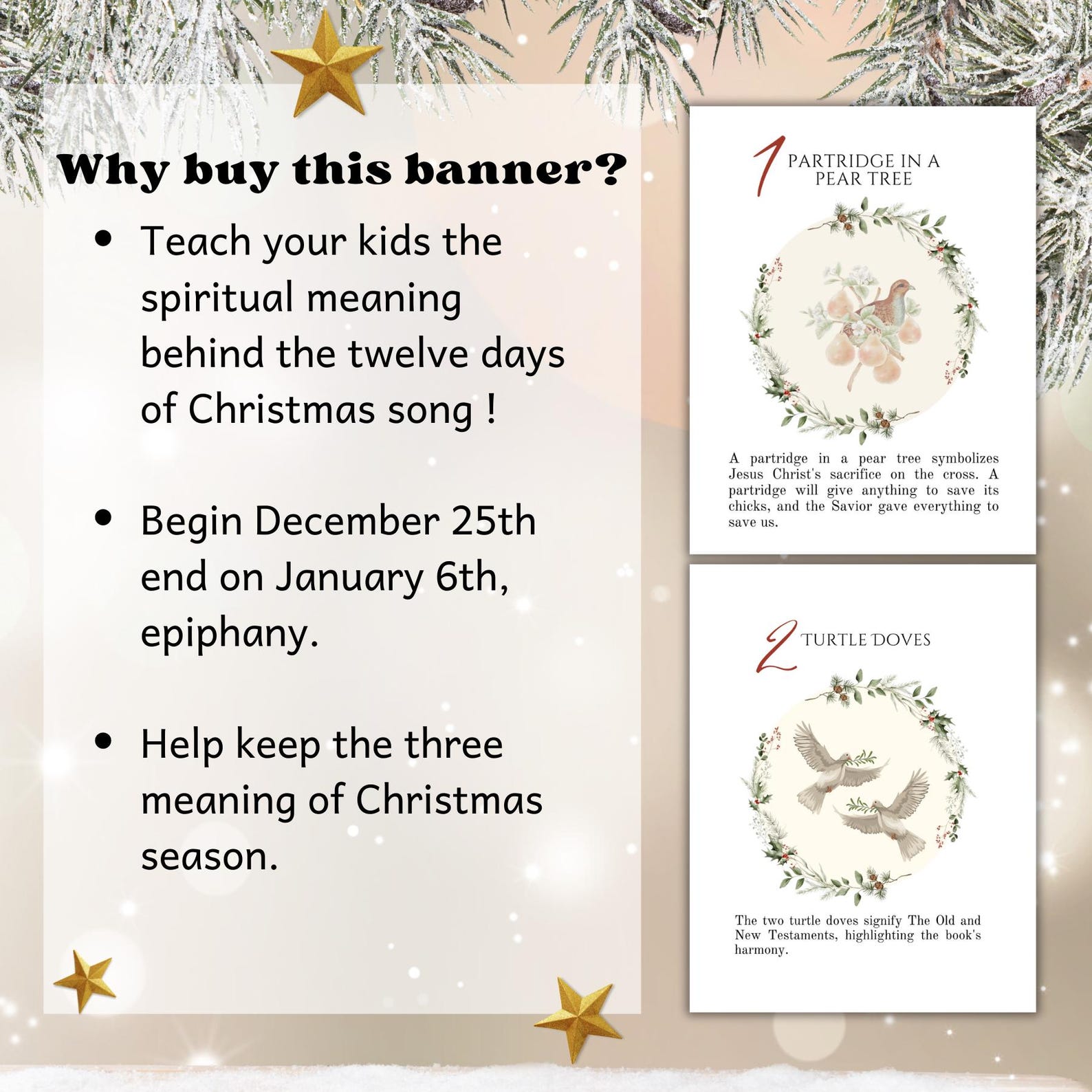 12 Days of Christmas Catechism Cards: Christian Meaning Banner - Etsy