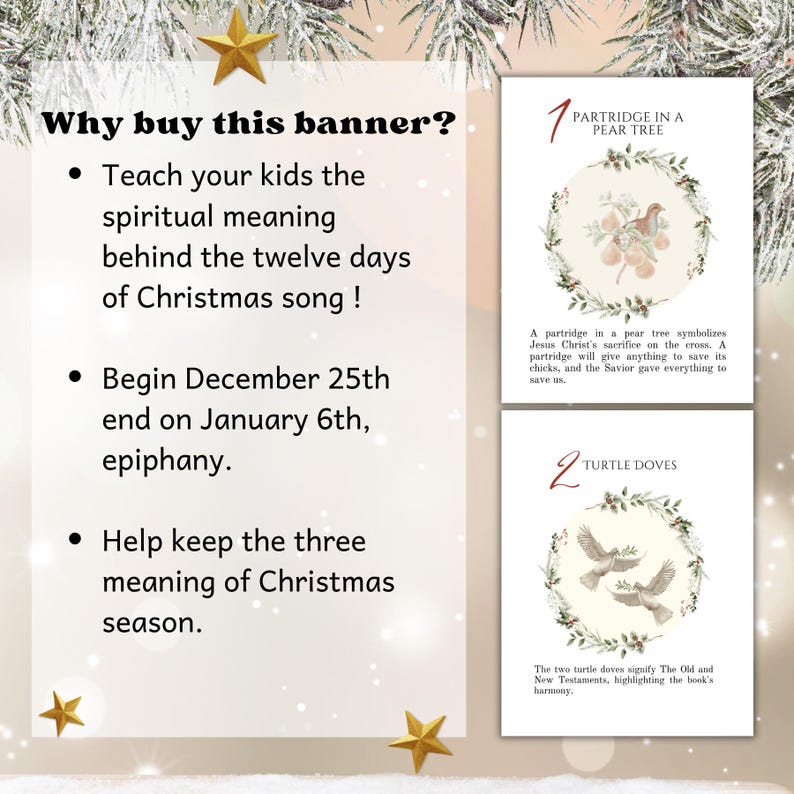 12 Days of Christmas Catechism Cards: Christian Meaning Banner - Etsy