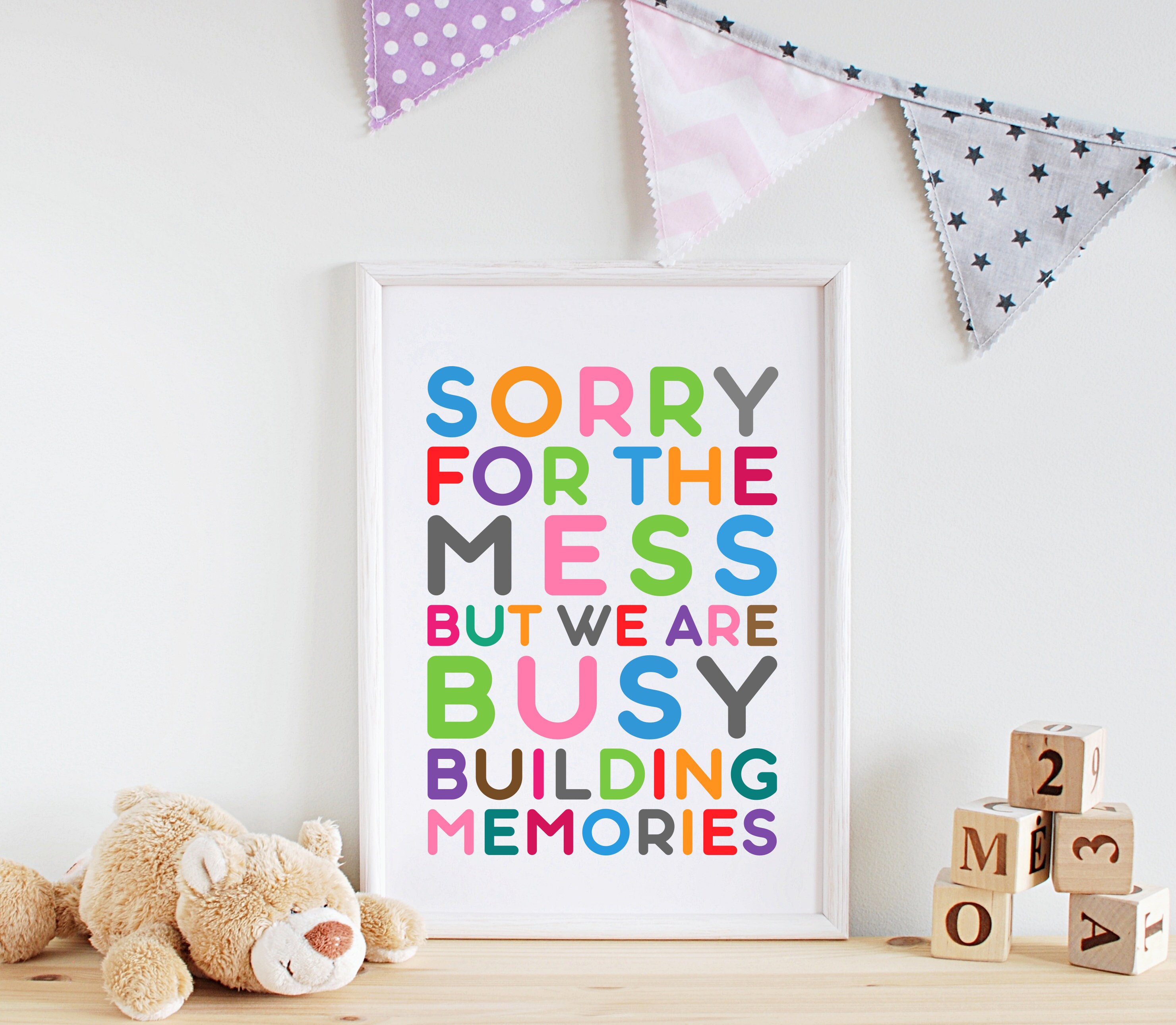 Sorry About the Mess Quote Colorful Wall Art Kids Kids - Etsy