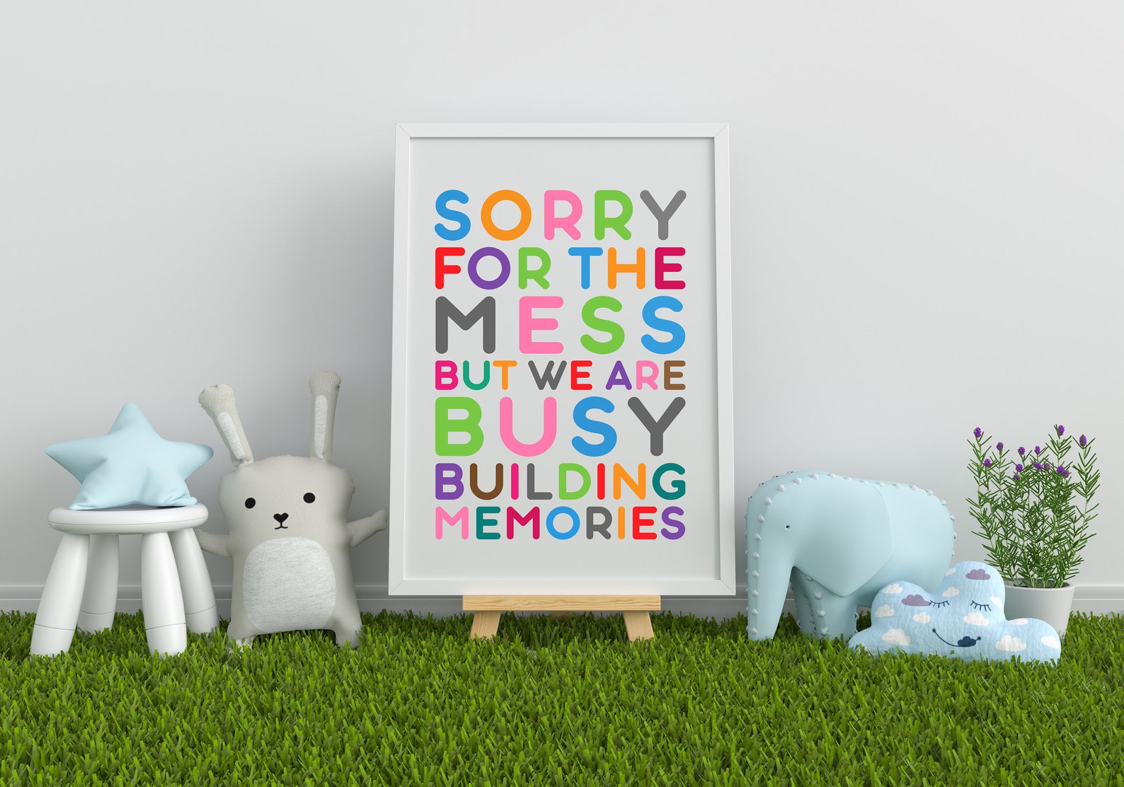 Sorry About the Mess Quote Colorful Wall Art Kids Kids - Etsy