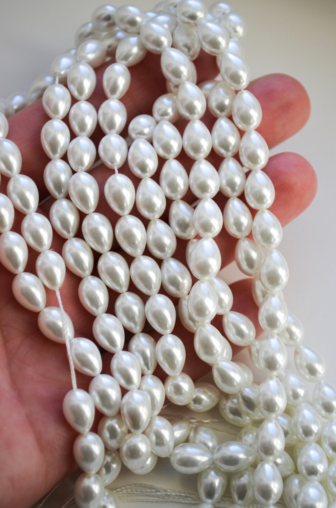 Teardrop Pearl Beads, 7x9 Mm, White Pearls Set of 20 Beads, Peals Beads ...