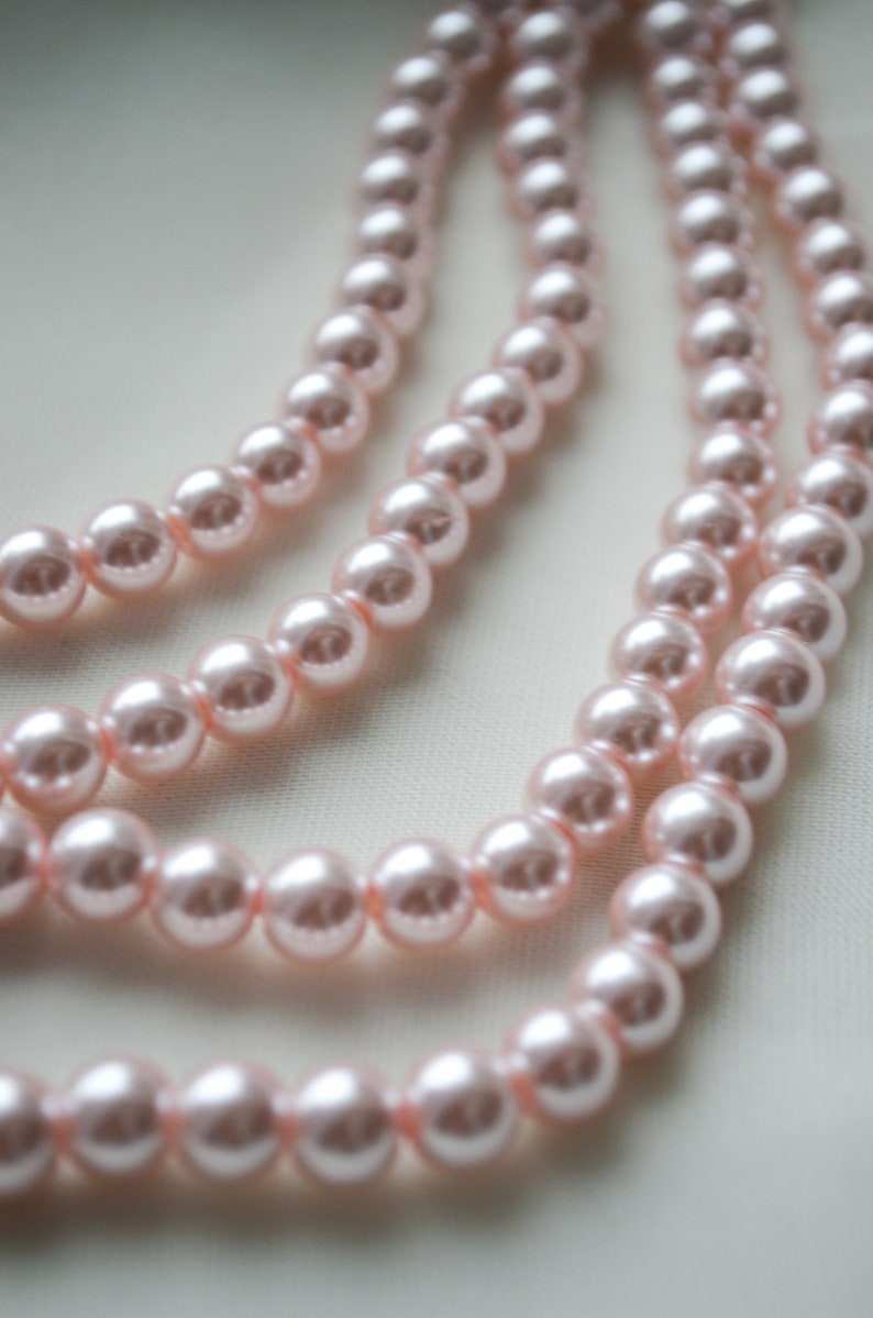 Pink Round Pearl Beads, 8 Mm, Creamy Pink Color Pearl Beads, Hight ...