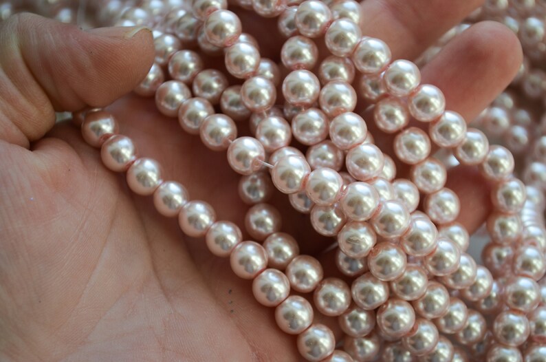 Pink Round Pearl Beads, 8 Mm, Creamy Pink Color Pearl Beads, Hight ...