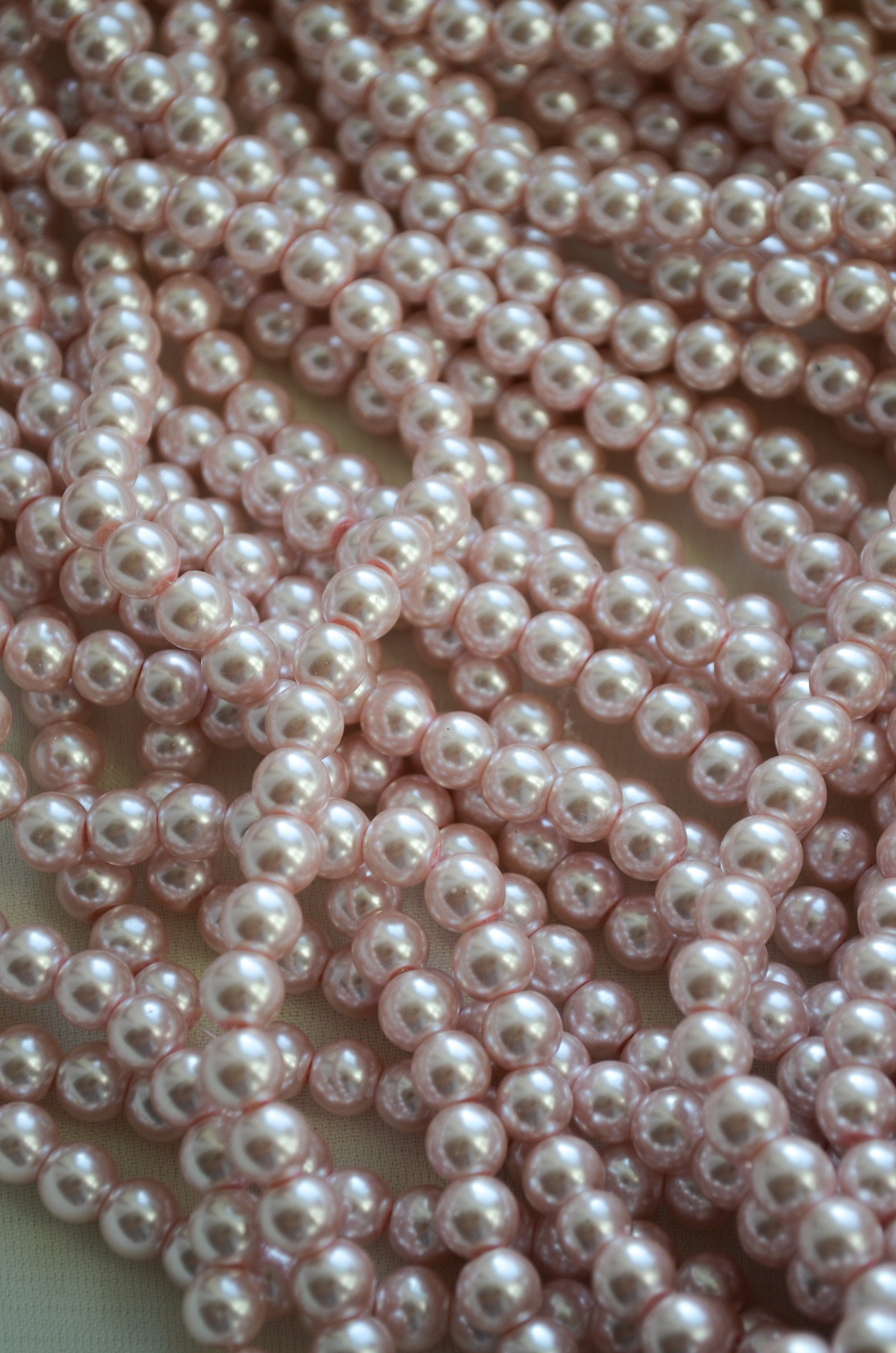 Pink Round Pearl Beads, 8 Mm, Creamy Pink Color Pearl Beads, Hight ...