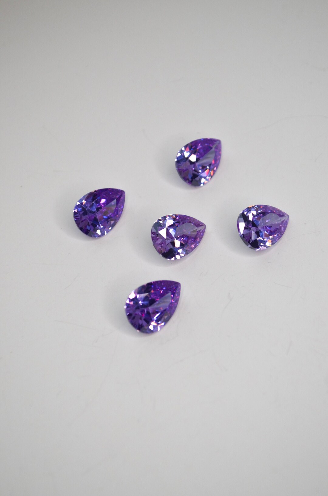 CZ Lavender Cubic Zirconia 10x14, Pearl Shape, Set of 5 Stones, 5A ...