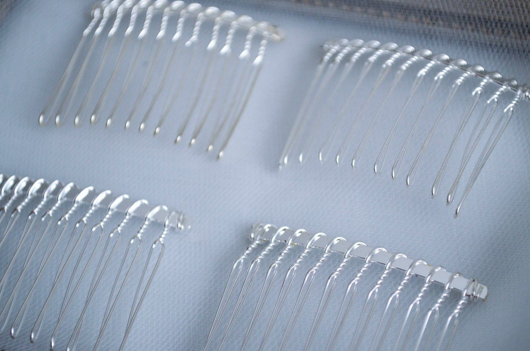 Silver Metal Hair Comb Blanks: DIY Bridal Veil Supply, Set of 4 - Etsy