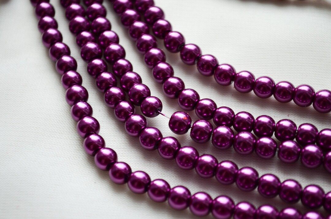 Fuchsia Color Round Pearl Beads, 6 Mm, Magenta Color Pearl Beads, Hight ...