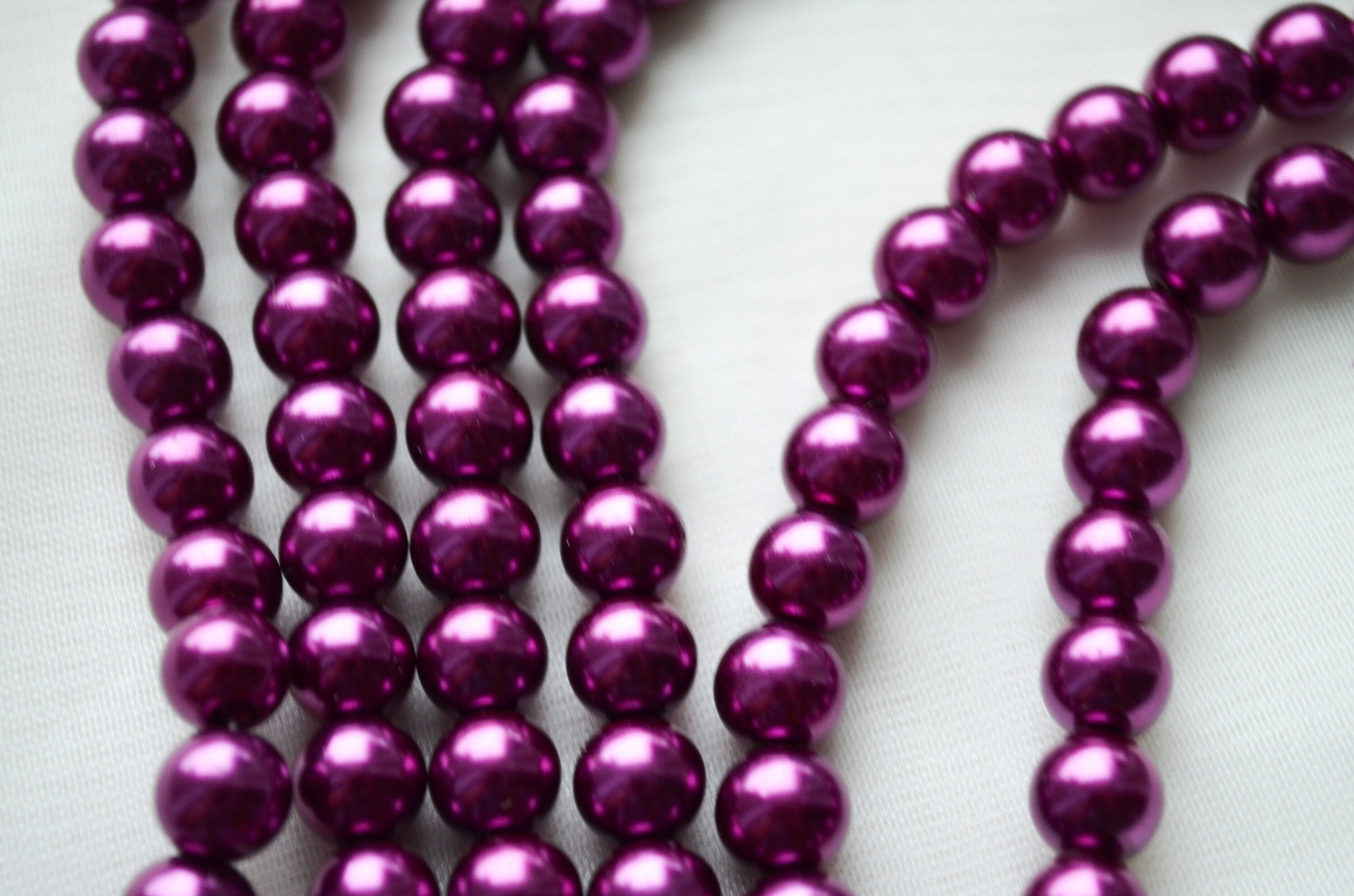 Fuchsia color round pearl beads 8 mm Magenta color pearl | Etsy