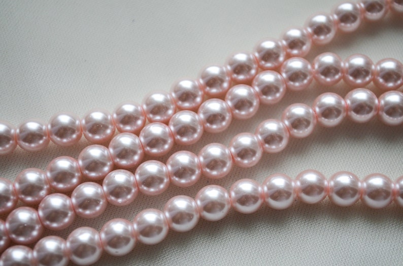 Pink Round Pearl Beads 8 Mm Creamy Pink Color Pearl Beads - Etsy