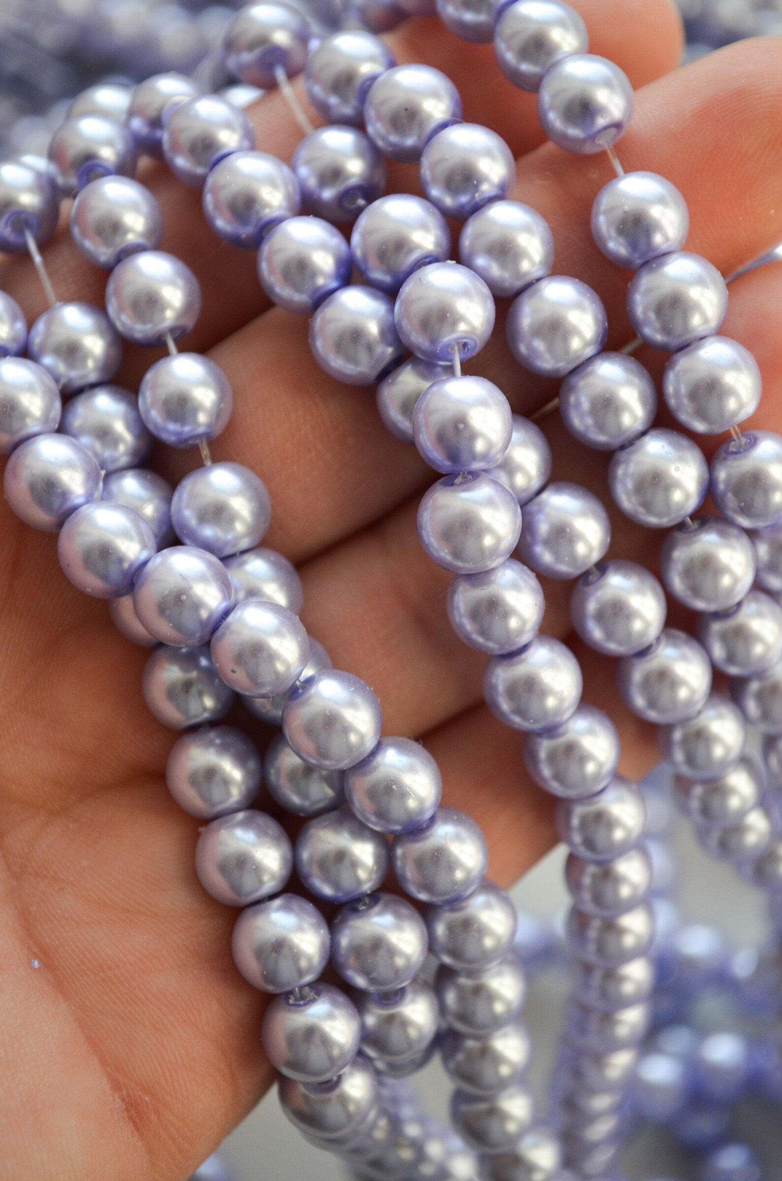 Lavender Round Pearl Beads, 8 Mm, Light Purple Color Pearl Beads, Hight ...