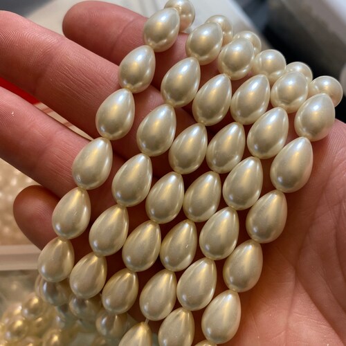 Teardrop Pearl Beads 5x7 Mm Ivory Pearls Set of 25 Beads - Etsy