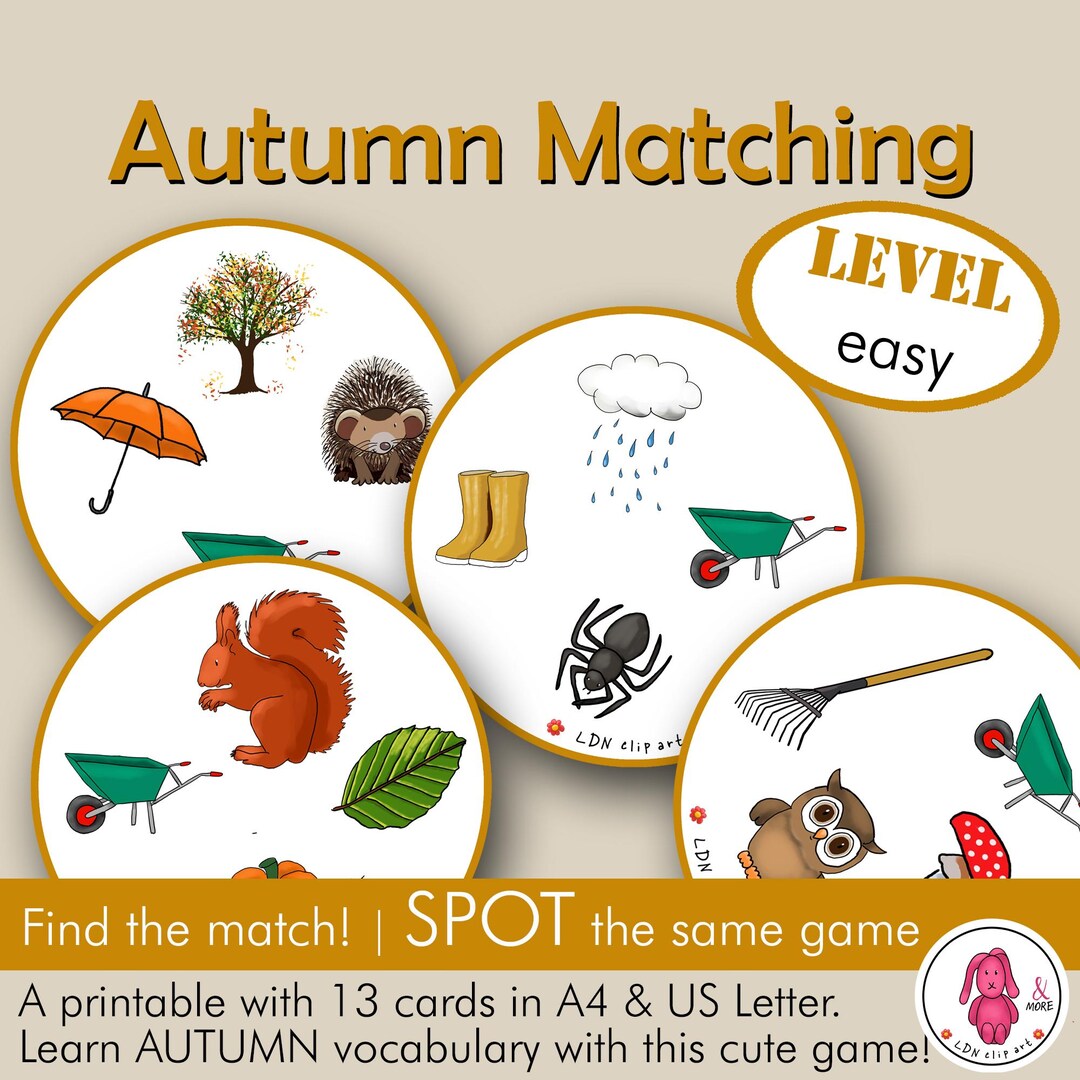Matching AUTUMN Game • Spot It / Dobble Style: Autumn Activity • Speech ...