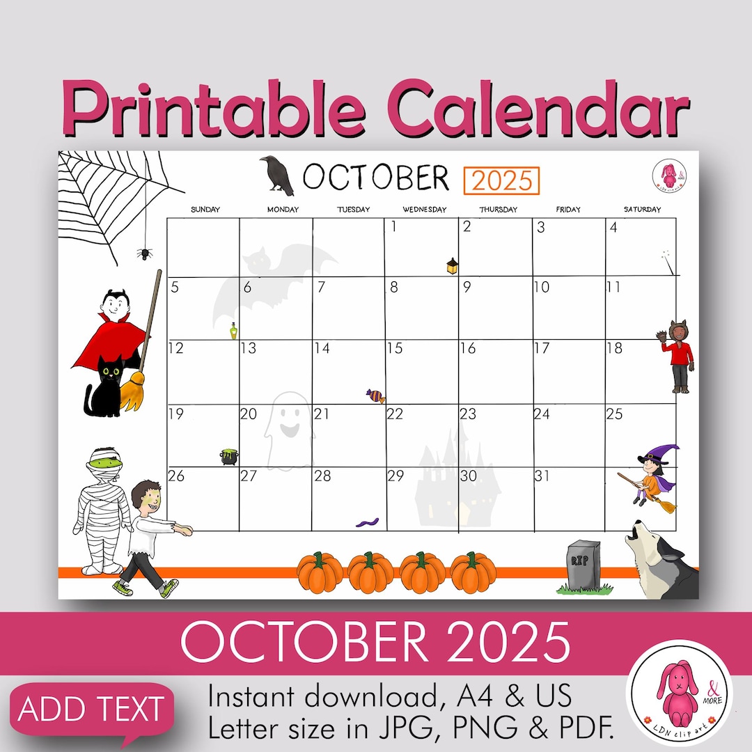 October 2025 Calendar, Monthly Planner for Teachers, Family, School or ...