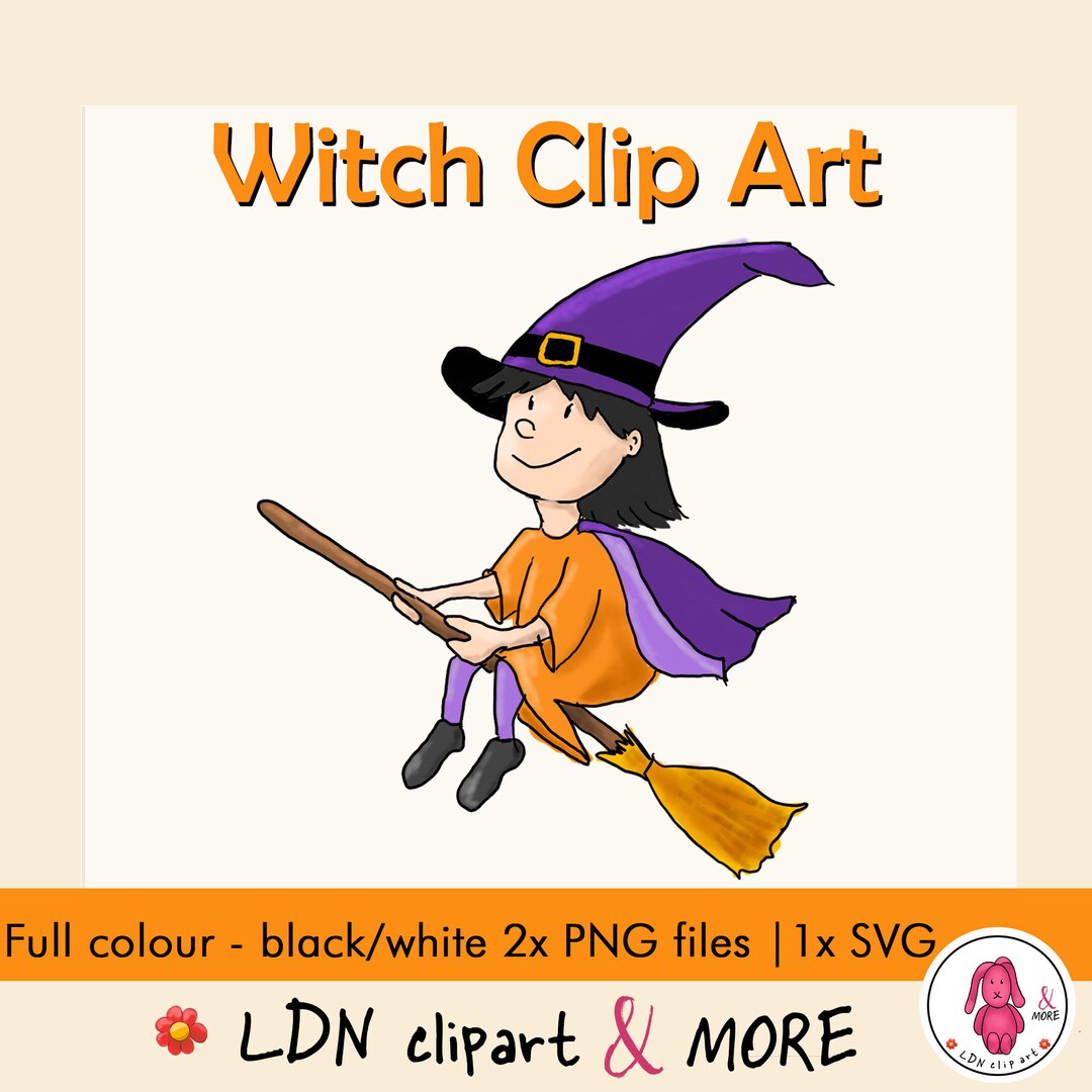 WITCH HALLOWEEN Clip Art, Make a Cute Scary Gift, Create Your Own With ...