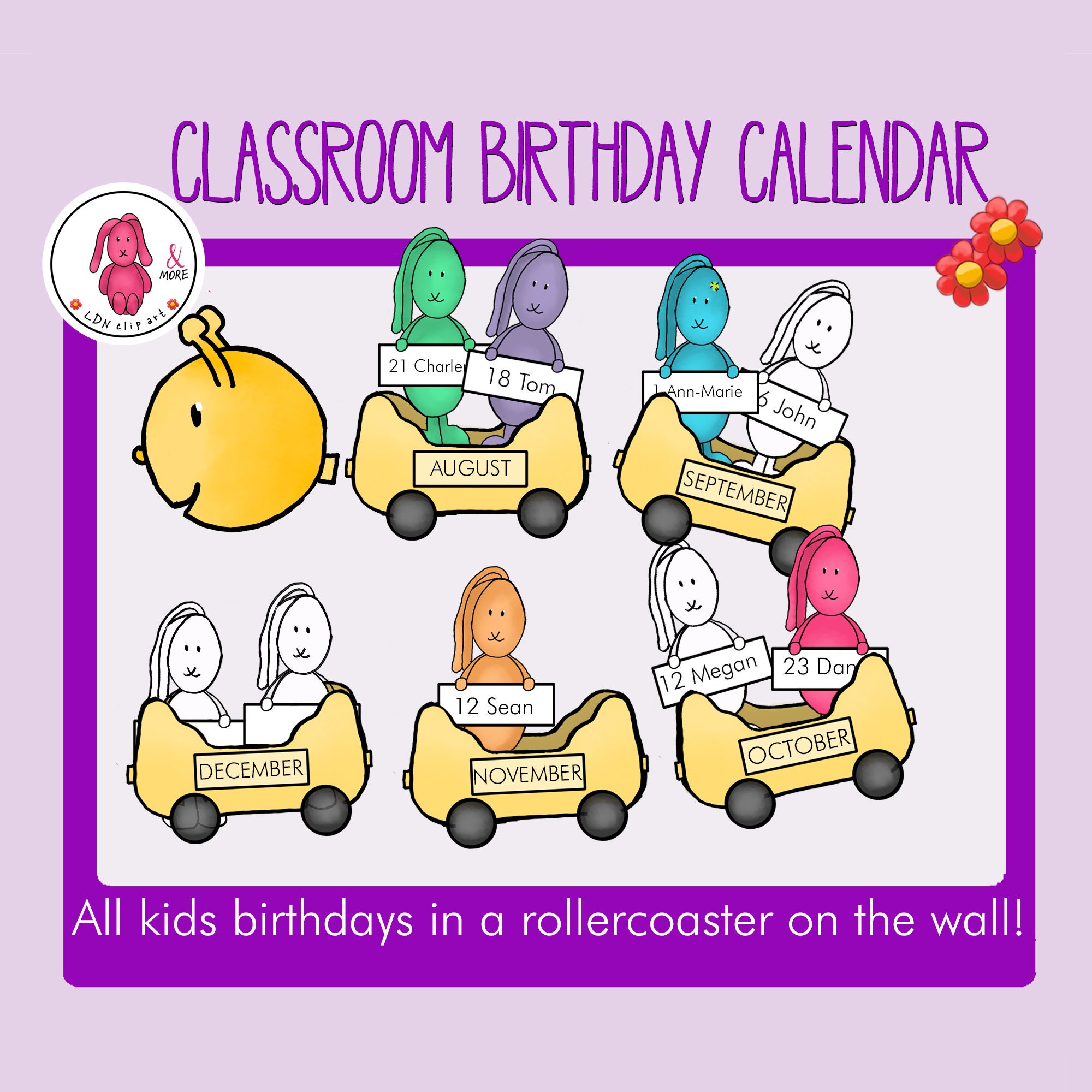 Classroom Birthday Calendar Show All Your Students Birthdays - Etsy