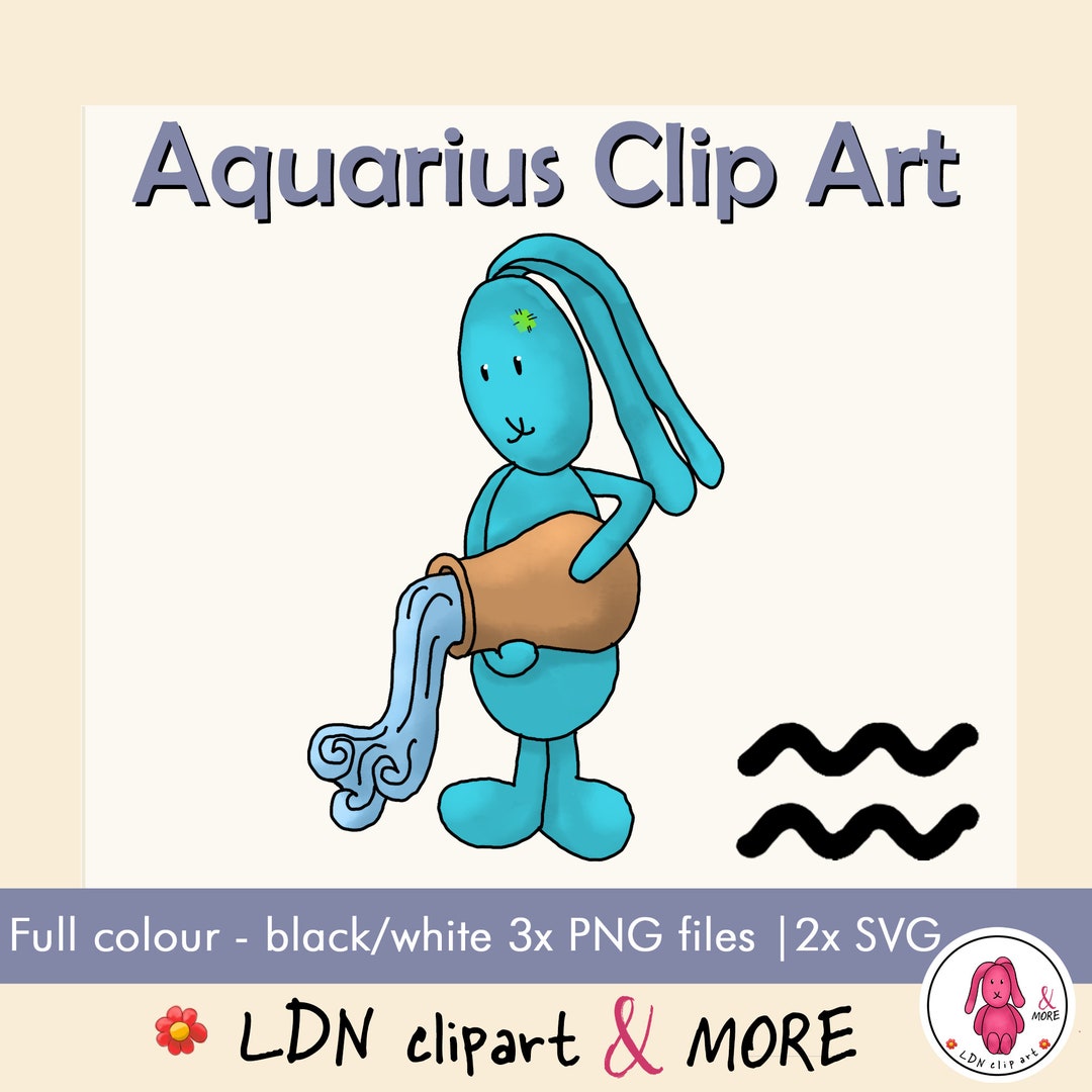 Aquarius Zodiac Sign Clip Art, Create Your Own | 300 Dpi Digital ...