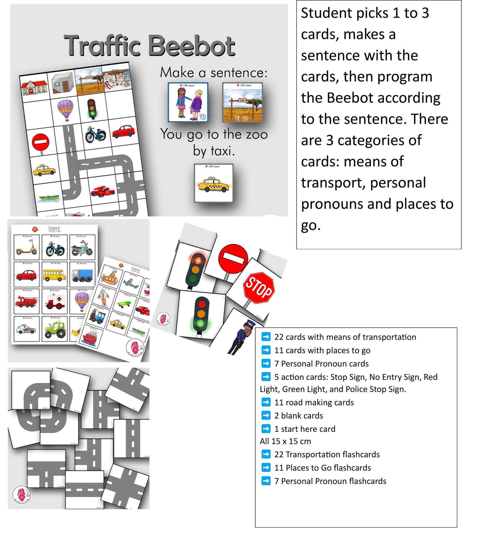 BEEBOT ® Mat TRAFFIC Activity: Take a Card Make a Sentence Connect Bee ...