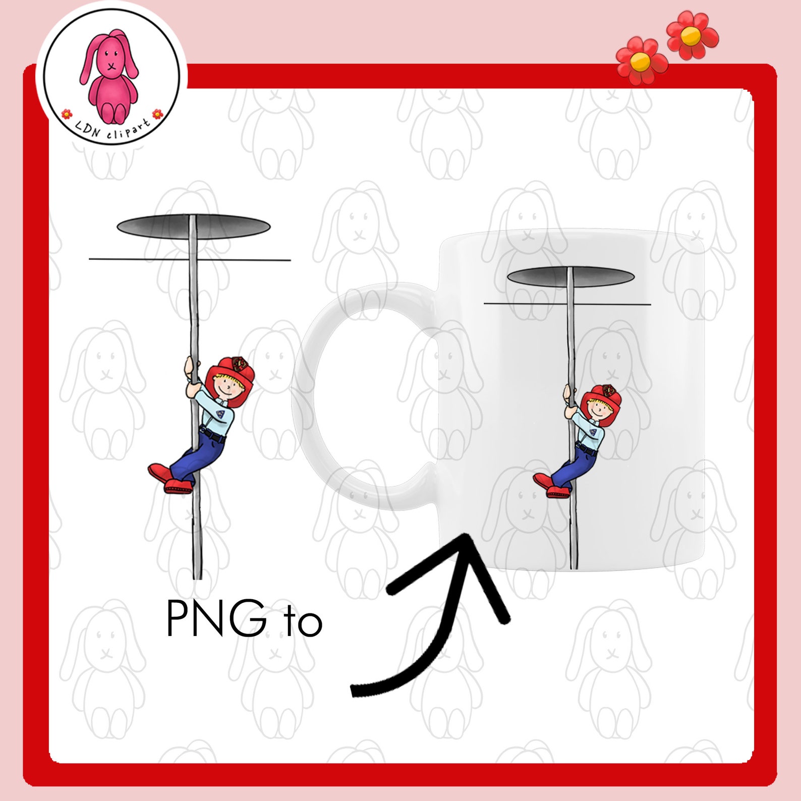 FIREFIGHTER Sliding Down Clip Art, a Friendly Fireman Illustration ...