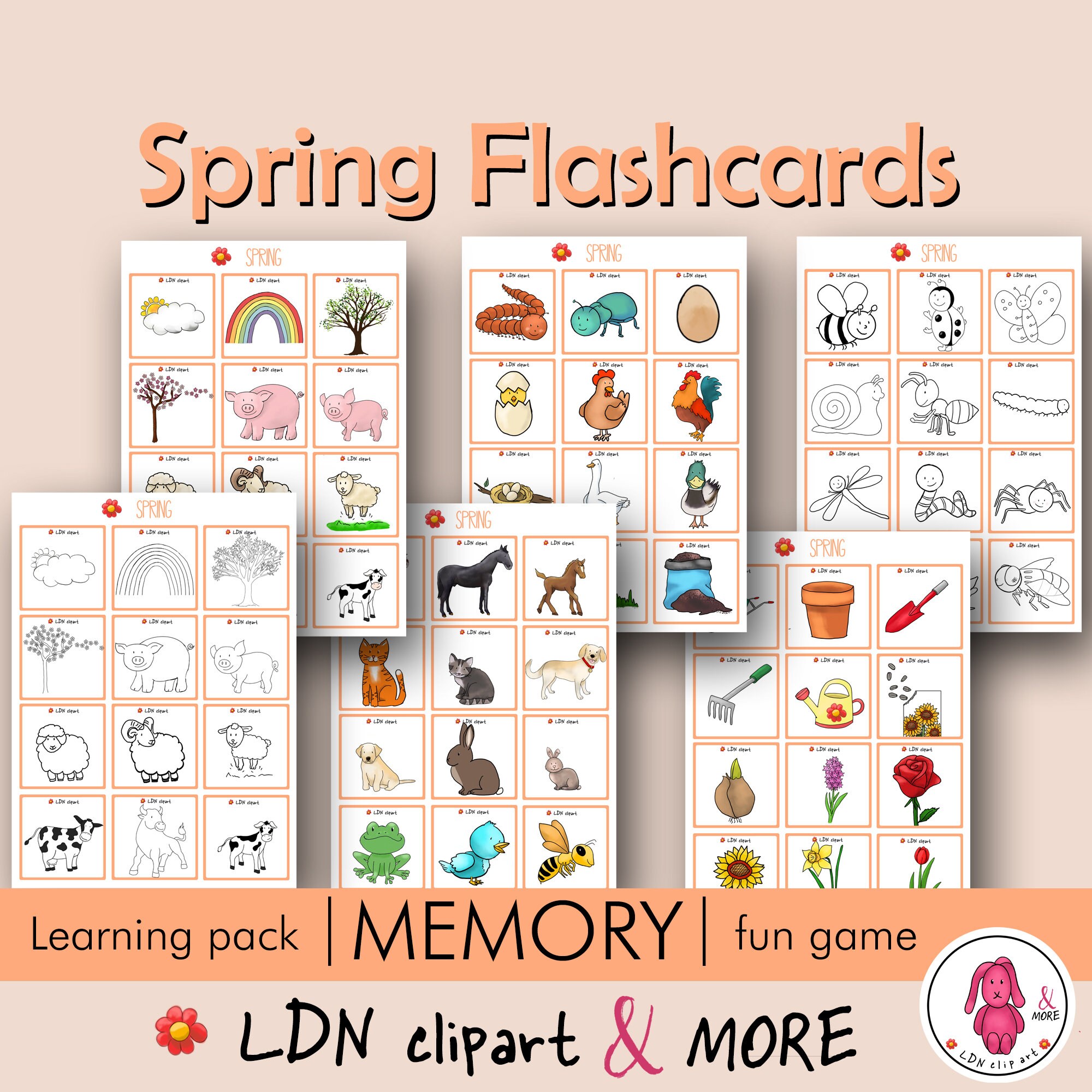Flashcards SPRING to Learn Words or Play a Memory Game for Slp ...